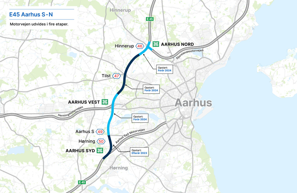 Udvidelse af E45 fortsætter mod Aarhus Nord | Vejdirektoratet