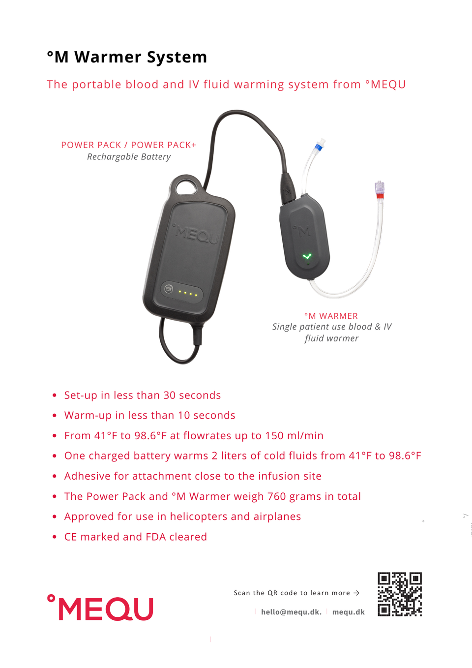 MEQU opnår FDA 510(k) godkendelse af bærbart blodvarmer system | MEQU